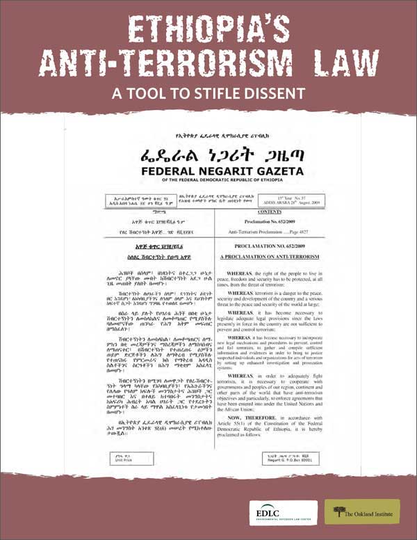 Ethiopia's Anti-Terrorism Law: A Tool to Stifle Dissent, A Legal ... Ethiopia's Anti-Terrorism Law: A Tool to Stifle Dissent, A Legal ...